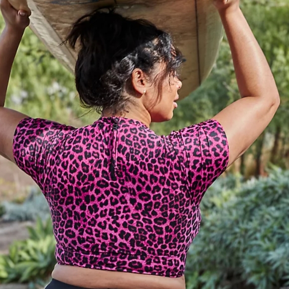 torrid | Swim | Torrid Swim Top Size 4 Pink Leopard Print Cropped ...